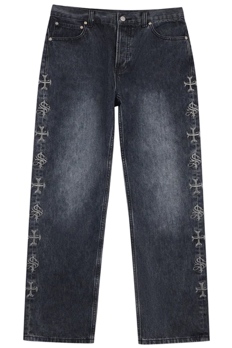 SUPPLIER (サプライヤー) BONE EMBROIDERY WASHED DENIM GRAY SUPPLIER (サプライヤー) BONE EMBROIDERY WASHED DENIM GRAY