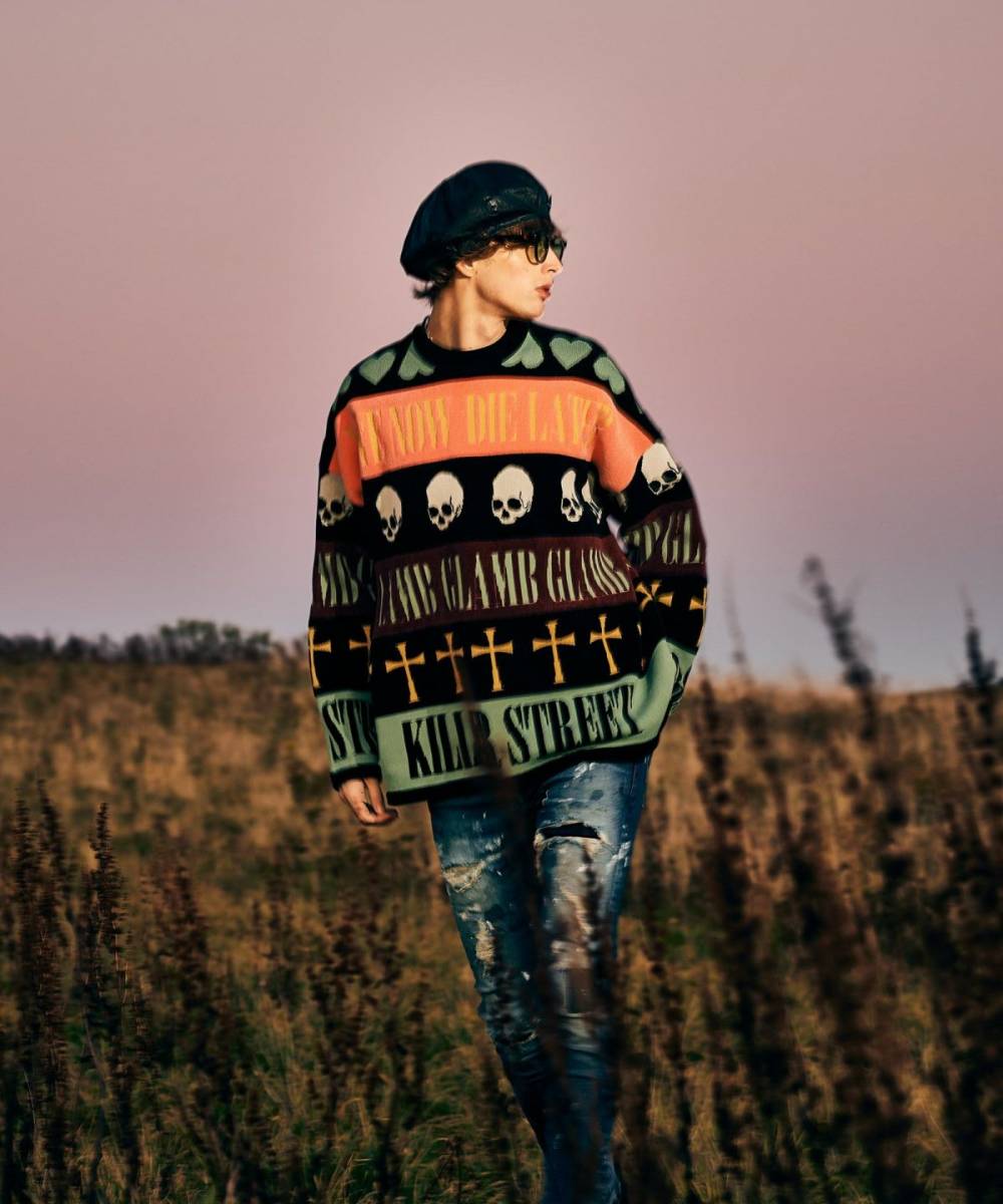 glamb(グラム) Grunge Symbols Pullover Knit / グランジ glamb(グラム) Grunge Symbols Pullover Knit / グランジ